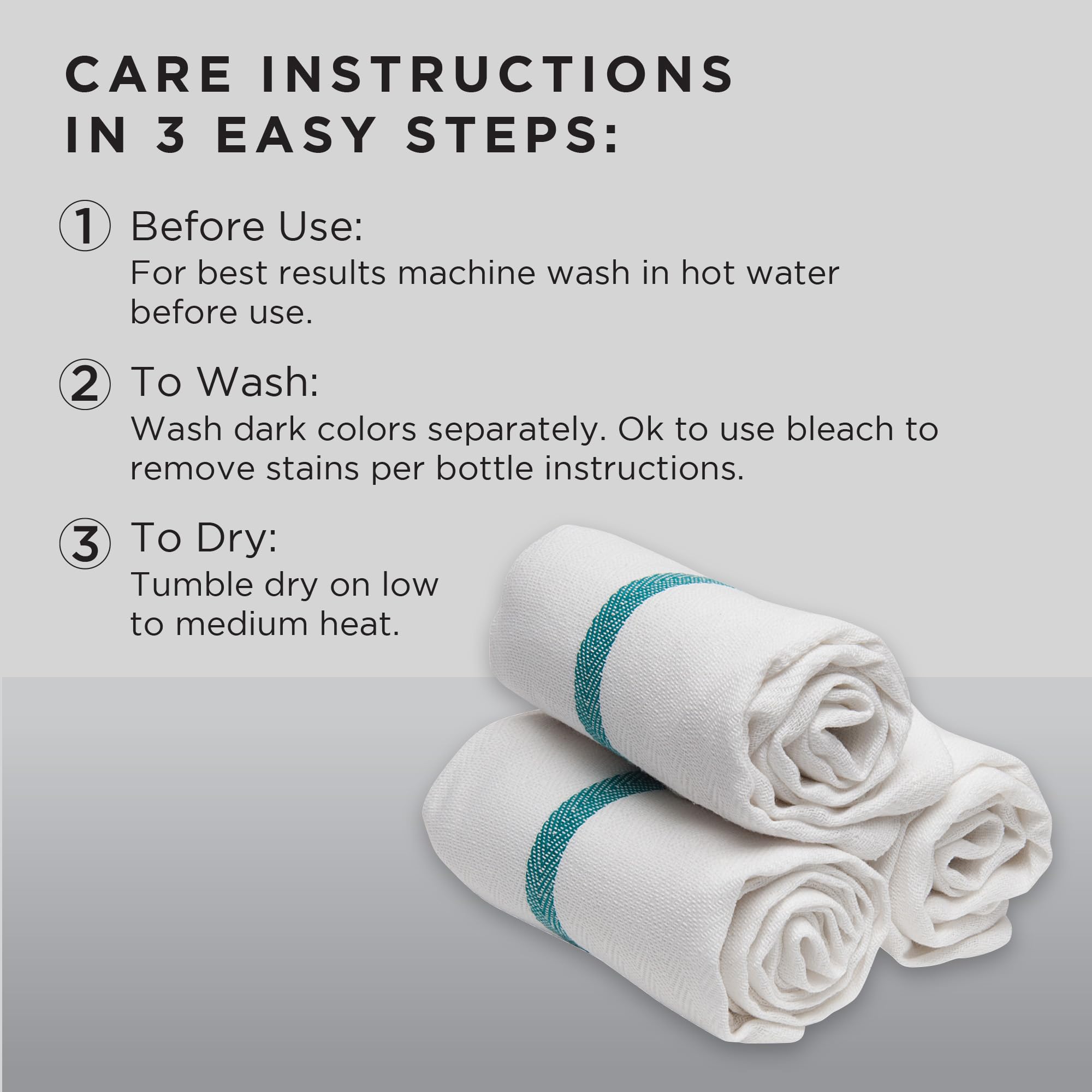 Diane DET005 100% Cotton Barber Towels 15"x26" for Salon, Spa, Barber Shop, White - 12 Pack