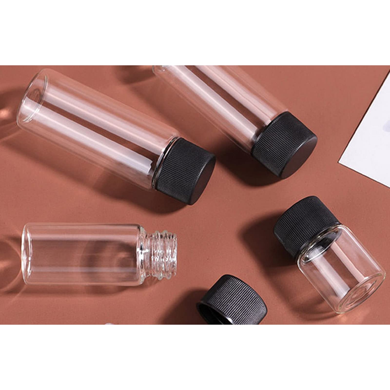 LabZhang 100 Pcs Glass Vials with Screw Caps, Small Liquid Sample Vial, Leak-Proof Vial (5ML, Clear)