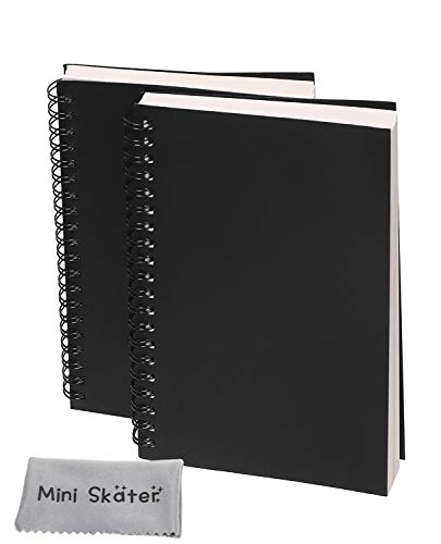Mini Skater Set of 2 Black Notebook Blank Journal Memo Notebooks for Classroom School Students 100 Pages 50 Sheets (7 x 4.7 inch ,Black (Blank))