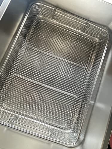KUNWU SUS304 Stainless Steel Mesh Net Strainer Grill Basket for Medium Cat Litter Box, Rinse, Fry, Steam or Cook Vegetables & Pasta,Easy Clean Durable Net 17.5"x13.5"x3"