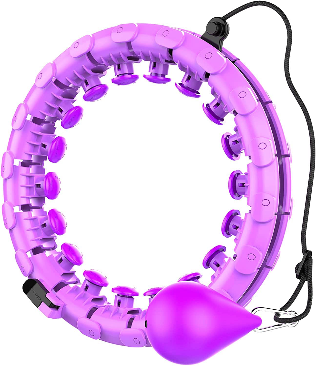 A Game - Weighted Hoola Hoop - 24 Detachable Knots for Youth, Adult - Exercise and Massage 2 in 1 Slimming Tool (Purple)
