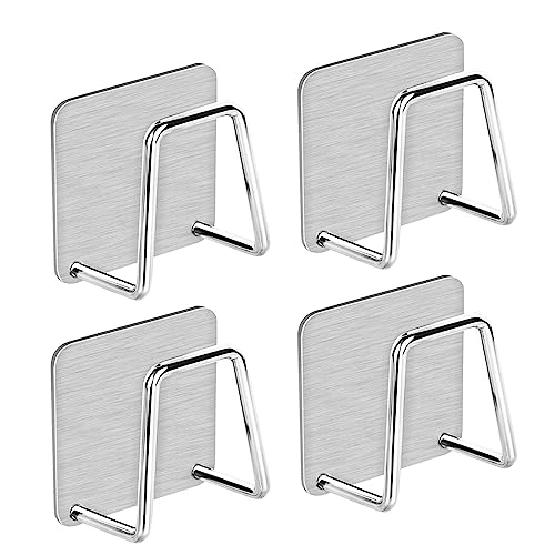 AORZOV 4PCS Sponge Holders for Kitchen Sink, Caddy Dish Strong Adhesive Small Sponge Holder, SUS304 Stainless Steel Minimal Size Premium Rustproof & Waterproof
