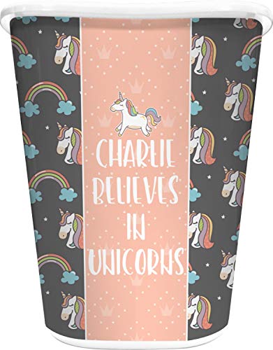 RNK Shops Unicorns Waste Basket - Single Sided (White) (Personalized)