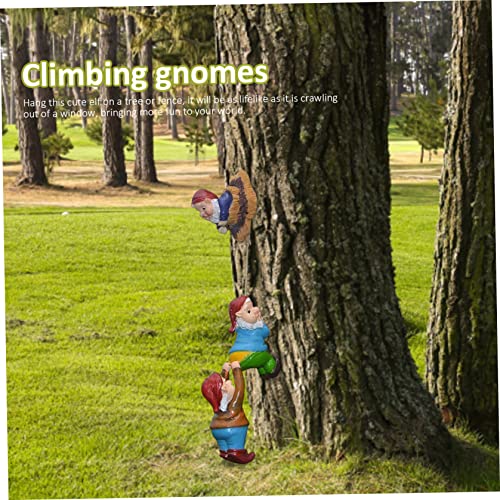 Naisicore Tree Climbing Gnome Statues, Resin Gnomes Tree Hugger Figurines, 3 Mini Gnome Tree Hanging Ornament, Garden Landscape Decor for Yard Lawn Art