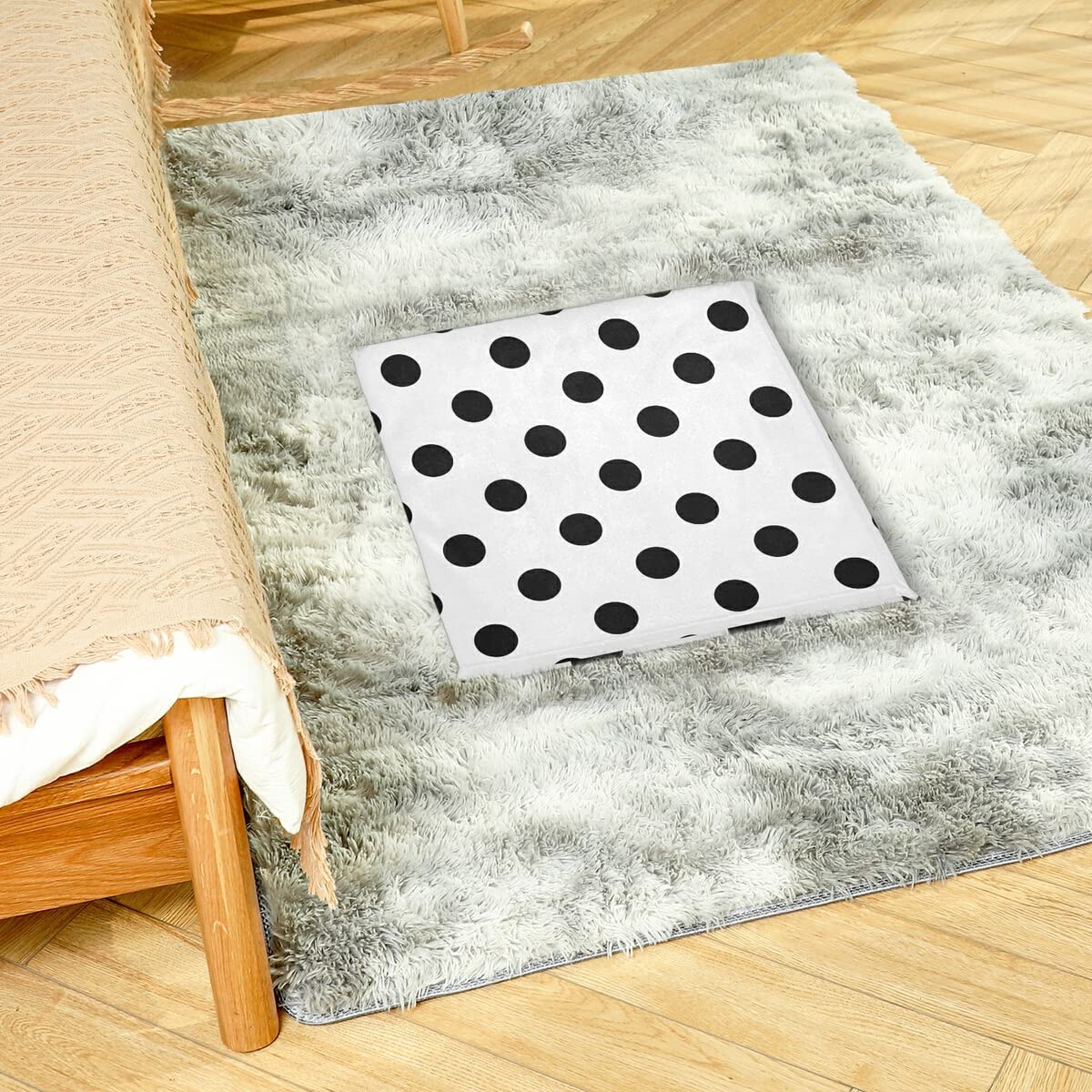 ALAZA White Black Polka Dot Chair Seat Cushion Memory Foam Pads for Home Kitchen Dining Office Chairs Car Seats 15.7" x 15.7" x 1.2"