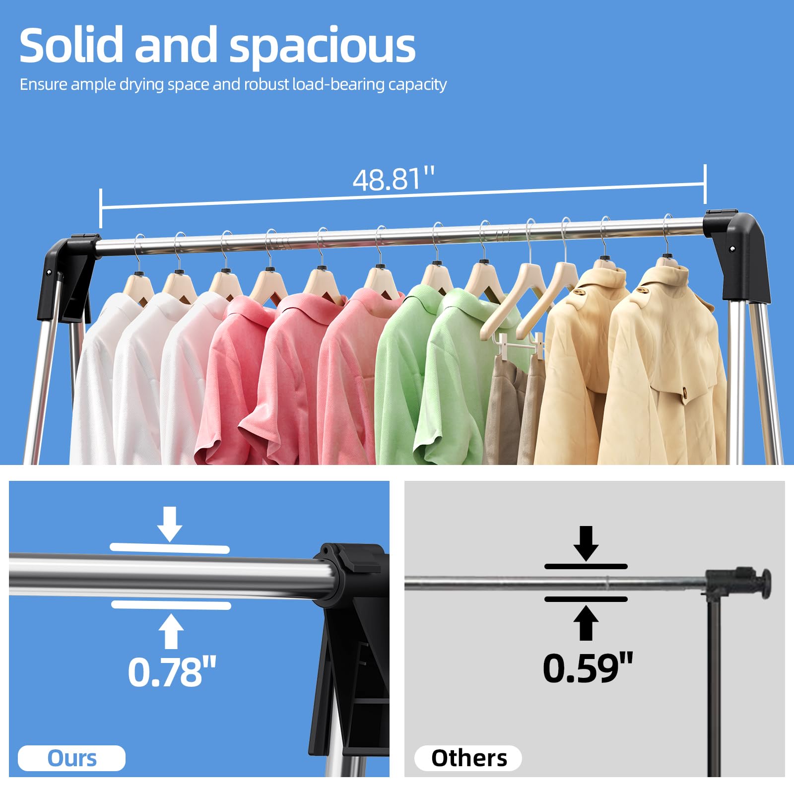 APEXCHASER Clothes Drying Rack - Efficient Laundry Rack, Collapsible Clothing Rack, Foldable Clothes Drying Rack, Heavy Duty Stainless Steel Clothes Rack
