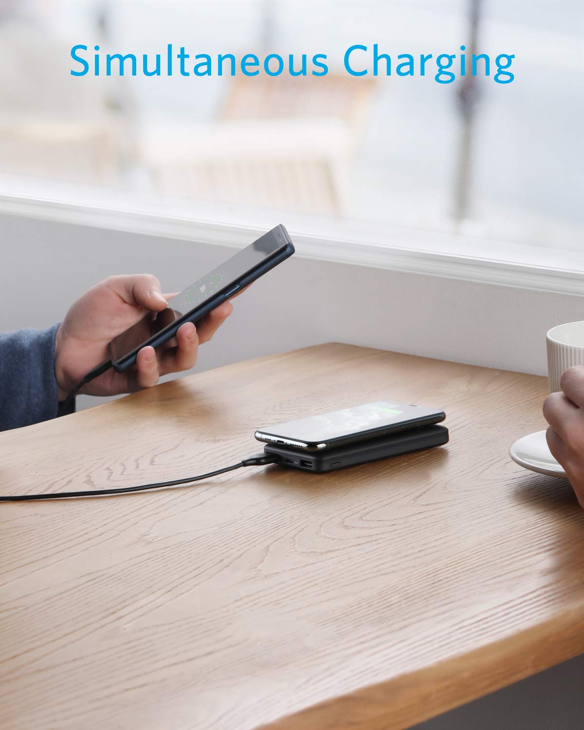 Anker Wireless Power Bank, PowerCore 10,000mAh Portable Charger with USB-C (Input Only), External Battery Pack Compatible with iPhone 12, Mini, Pro, Pro Max, Samsung, iPad 2020 Pro, AirPods, and More.
