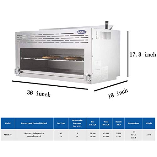 CookRite ATCM-36 Commercial Infrared Cheese Melter Natural Gas Countertop 36" - 43,000 BTU
