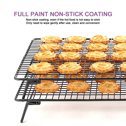 Asixxsix Cooling Rack, 17 x 11 Inches Oven and Dishwasher Safe Baking Rack, High Temperature Resistant Wire Rack with Small Mesh for Cooking, Roasting, Grilling, Dripping Dish, Fits Pans (Black)