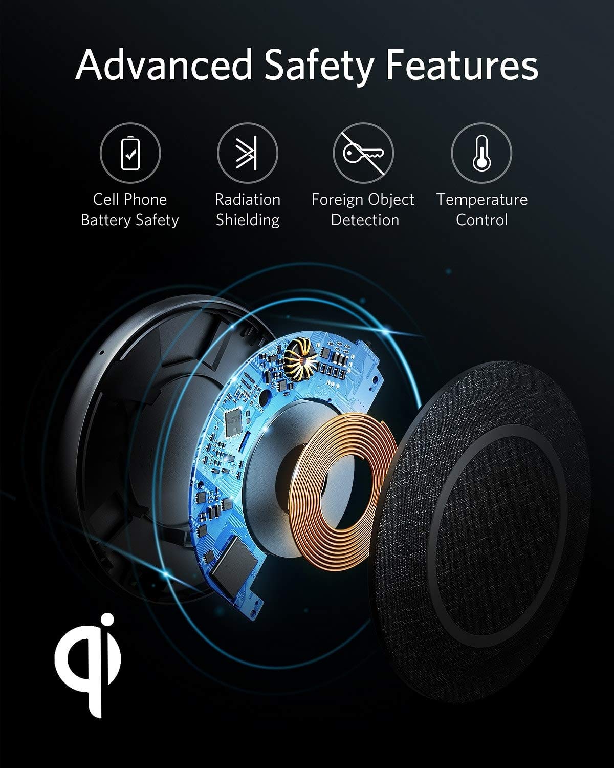 Anker Wireless Charger PowerWave Sense Pad Alloy with Quick Charge 3.0 Adapter, USB-C Input Qi-Certified Fast Wireless Charging for Pixel 3 4 3XL 4XL, iPhone 13/13 Pro / 12/12 Pro Max / 12 Mini