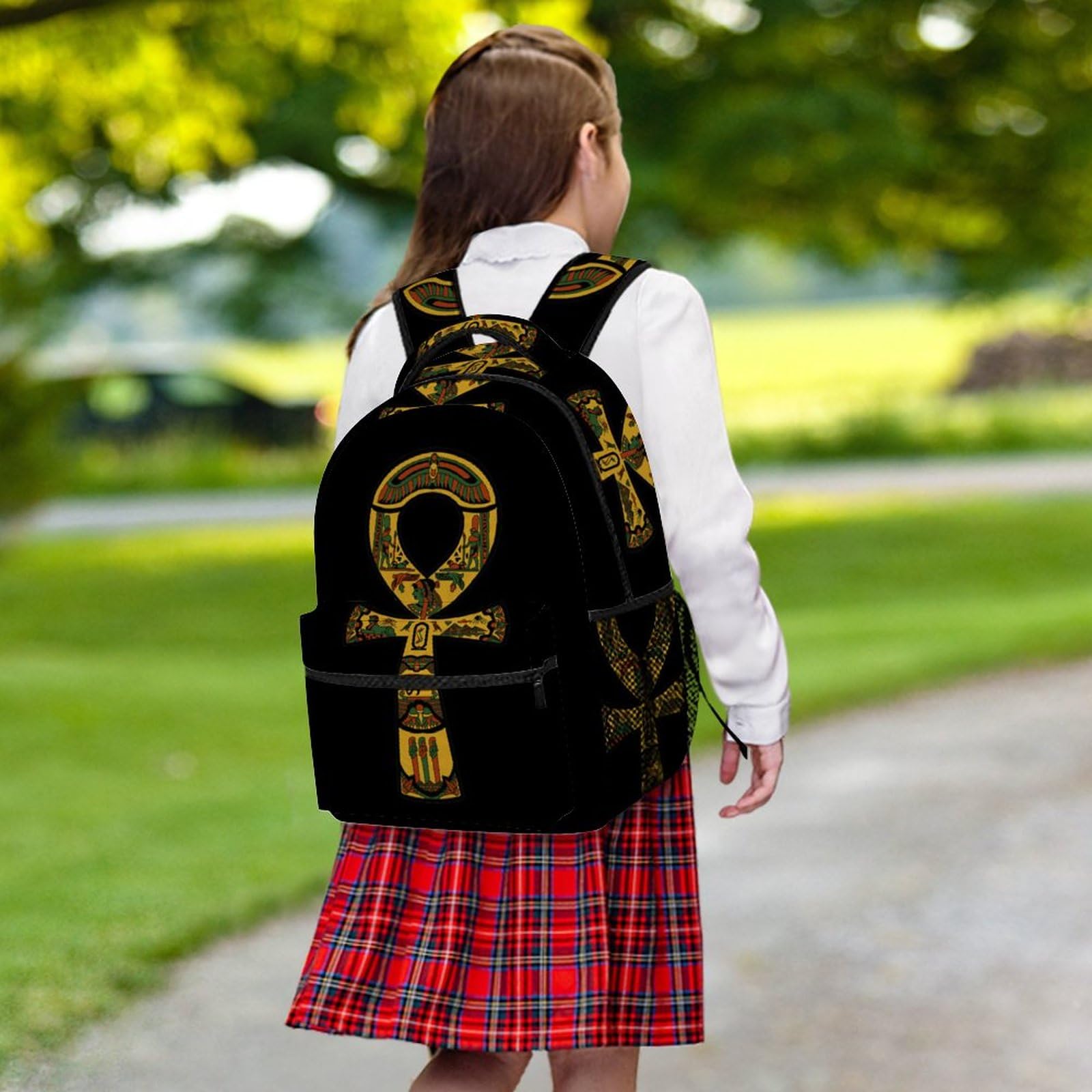 Ankh Detailed RBG Backpack for Women Men Casual Travel Daypack Business Work Shoulder Bag Gifts