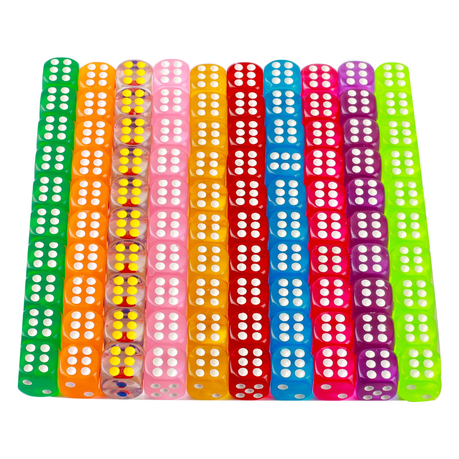 Dice Game, Yision Colored Dice, 14mm D6 Dice for Bunco Games, Activity, Casino Theme, Party Favors, Toy Gifts -100pcs