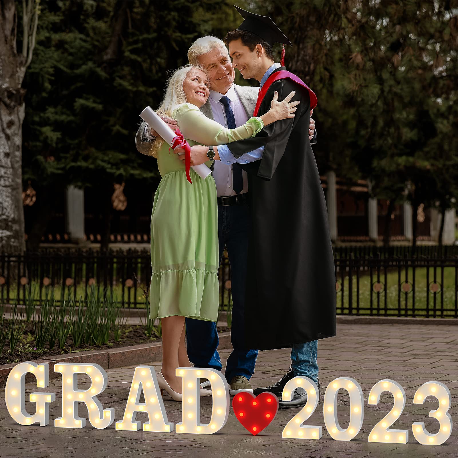 Graduation Party Decorations 2023-8 LED Long Marquee Light Up Letters 'Grad 2023' and 1 'Love' - Decor for Kindergarten Preschool High School College Graduationā¦