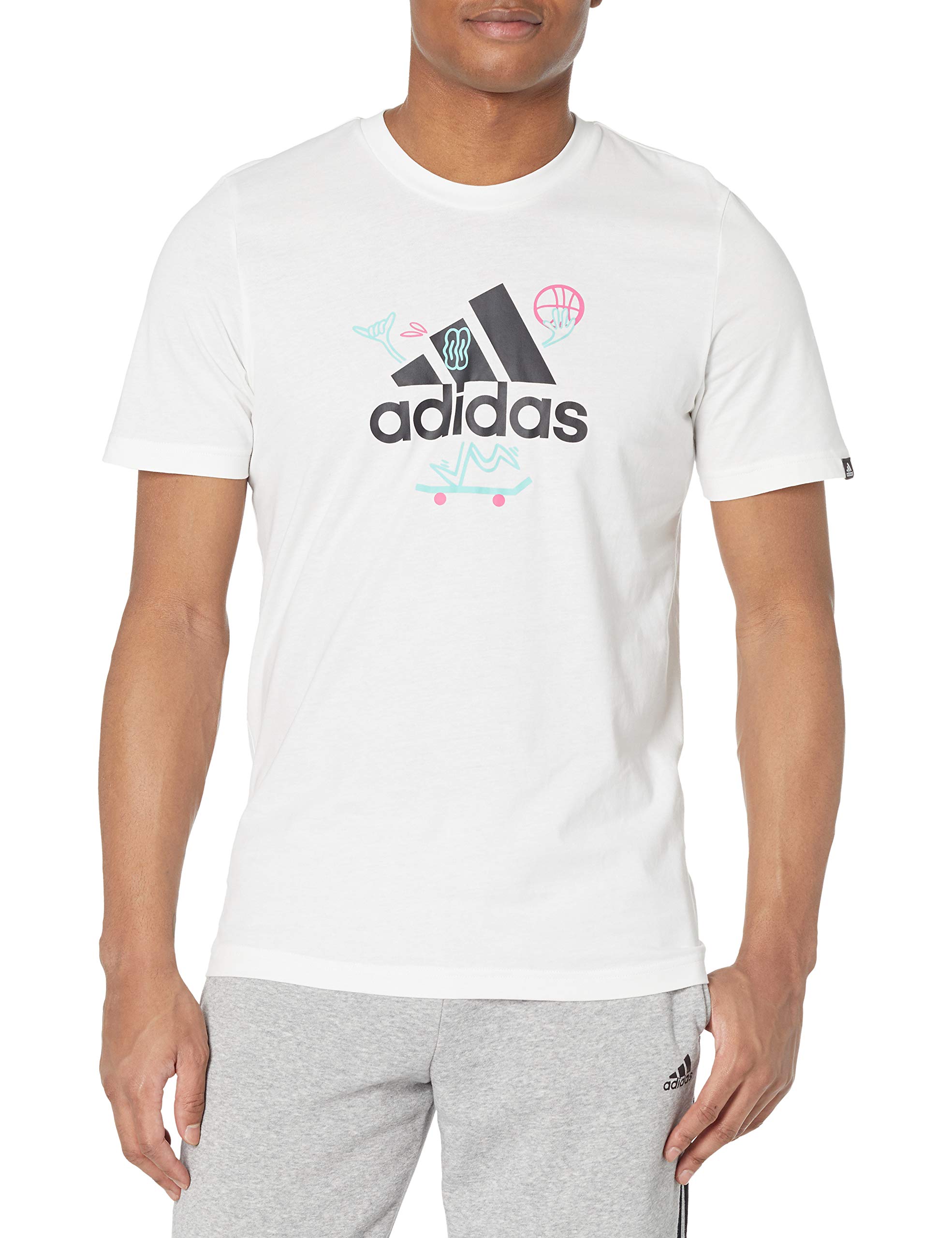 adidas mens CRTN Logo Tee White Small