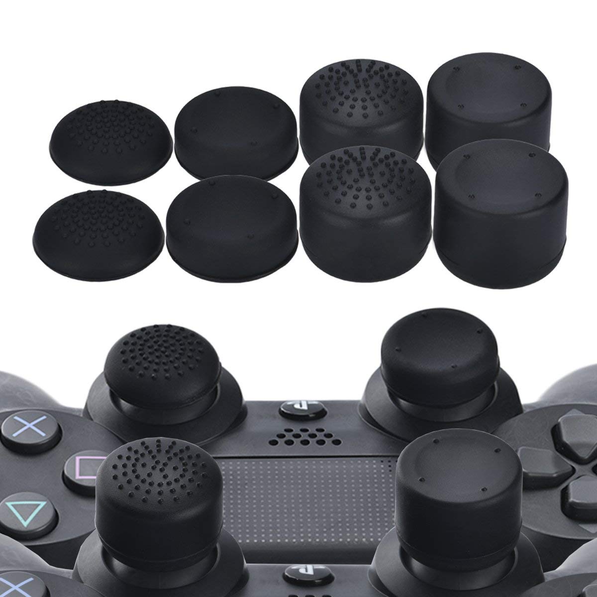 9CDeer Performance Joystick Analog Stick Thumb Grips Set of 6 Compatible with PS5, PS4, Xbox Series X/S Xbox One, Switch Pro Controller Iron Man Black ST