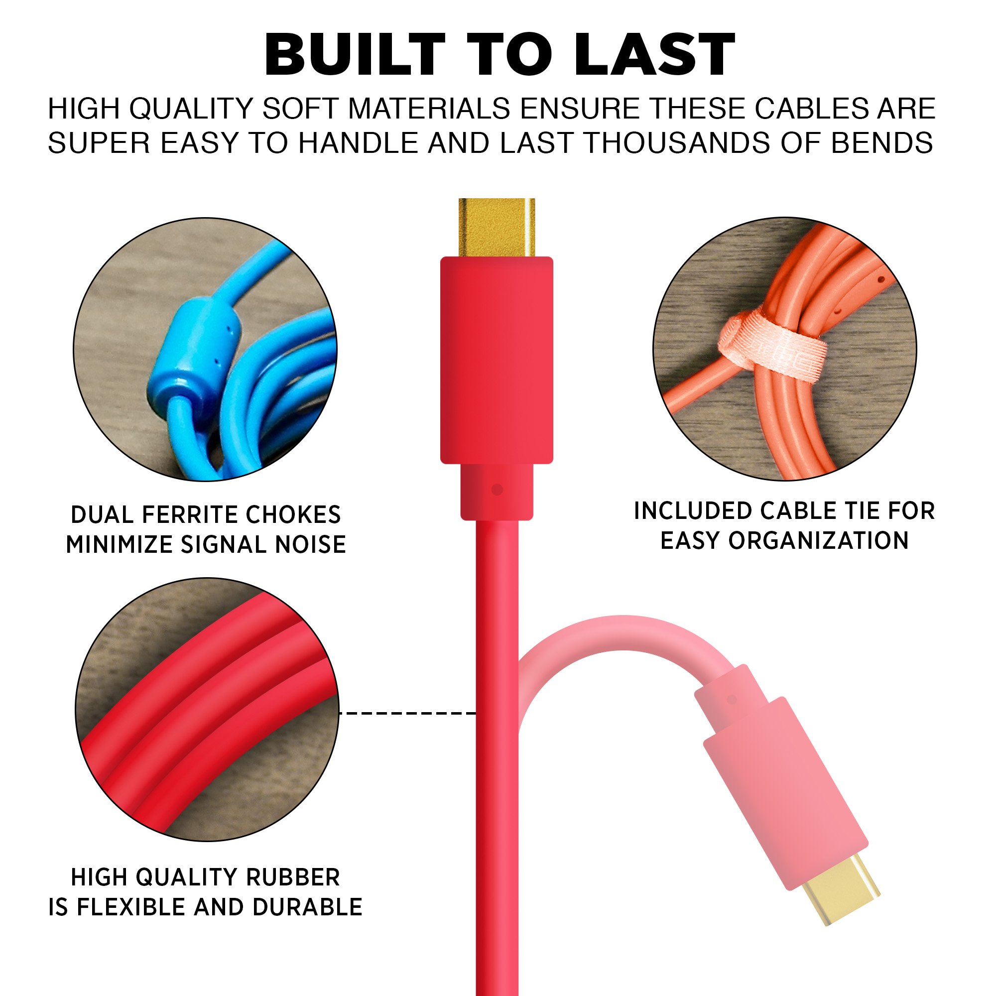 DJ TechTools Chroma Cable: Audio Optimised USB-C to USB-B Cable with 56K Resistance (Black)