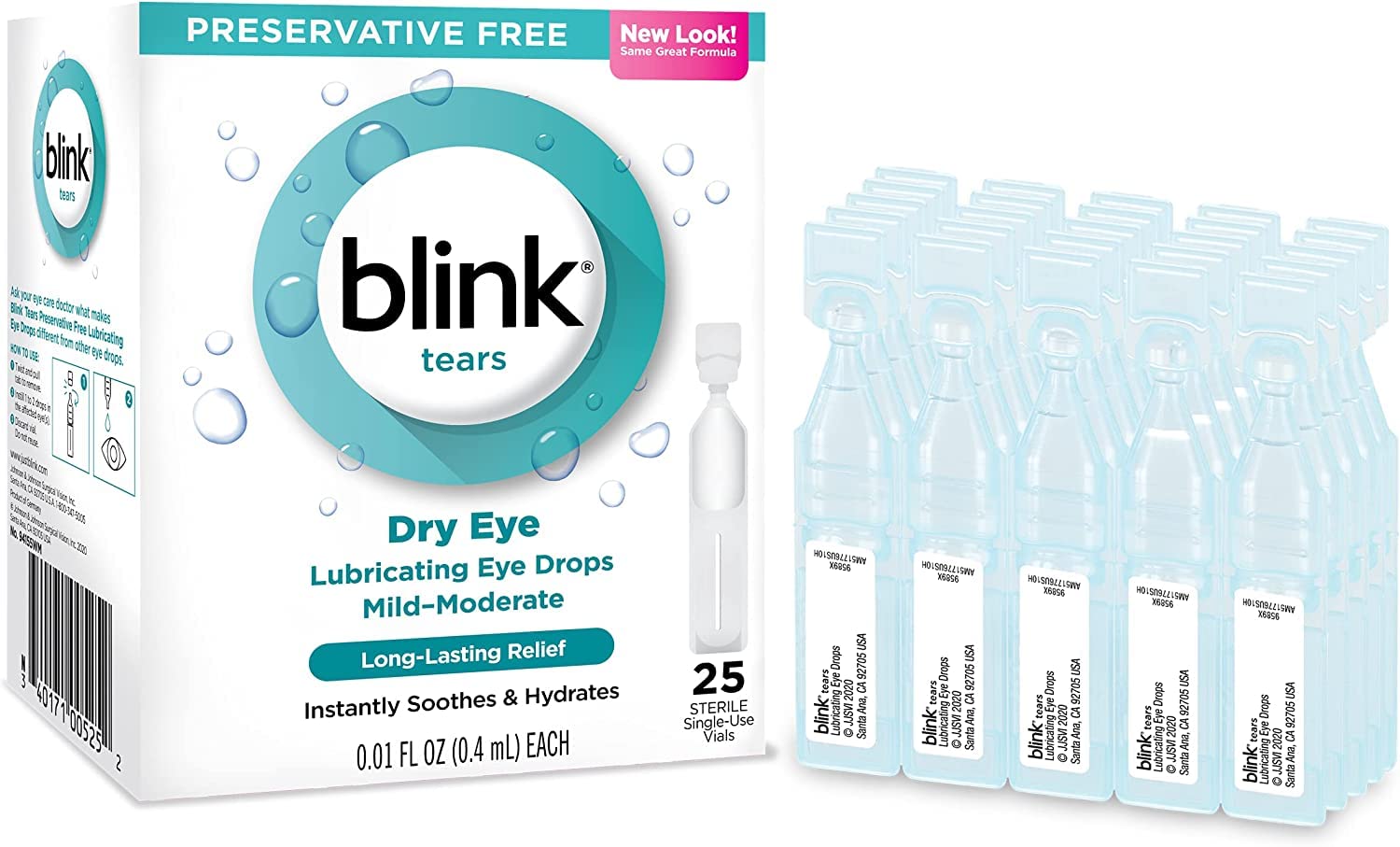 blink Tears Lubricating Eye Drops Mild-Moderate Dry Eye 25 Each,0.01 Fl Oz (Pack of 25)