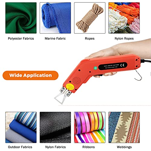 BEAMNOVA Rope Cutter Fabric Cutter,500° C Electric Hot Knife Cutter Tool Kit for Sponge, Cloth, Foam, Extruded Board,Styrofoam,with 4 Blades,Heavy Duty Case and Accessories (110V/100W)