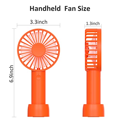 Coolfor Handheld Fan,Mini Portable Fan 2000mAh USB Rechargeable Battery Operated Cooling Hand Fan with 3 Adjustable Speeds for Travel Makeup Office shopping picnic indoor outdoor use(Orange)