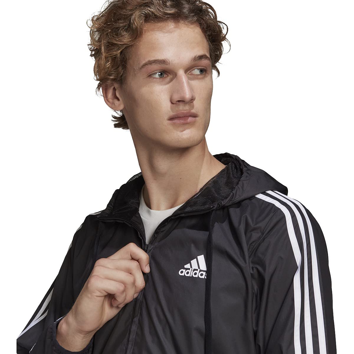 adidas mens Essentials 3-stripes Windbreaker Jacket, Black, Small US