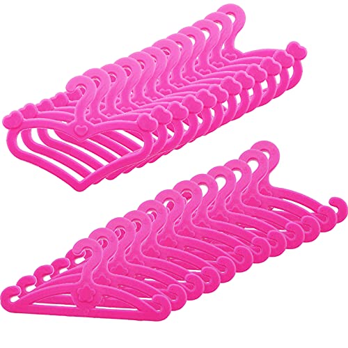 BJDBUS 62 Pcs Pink Plastic Hangers for 11.5 inch Doll Clothes Gown Dress Outfit Holders Accessories