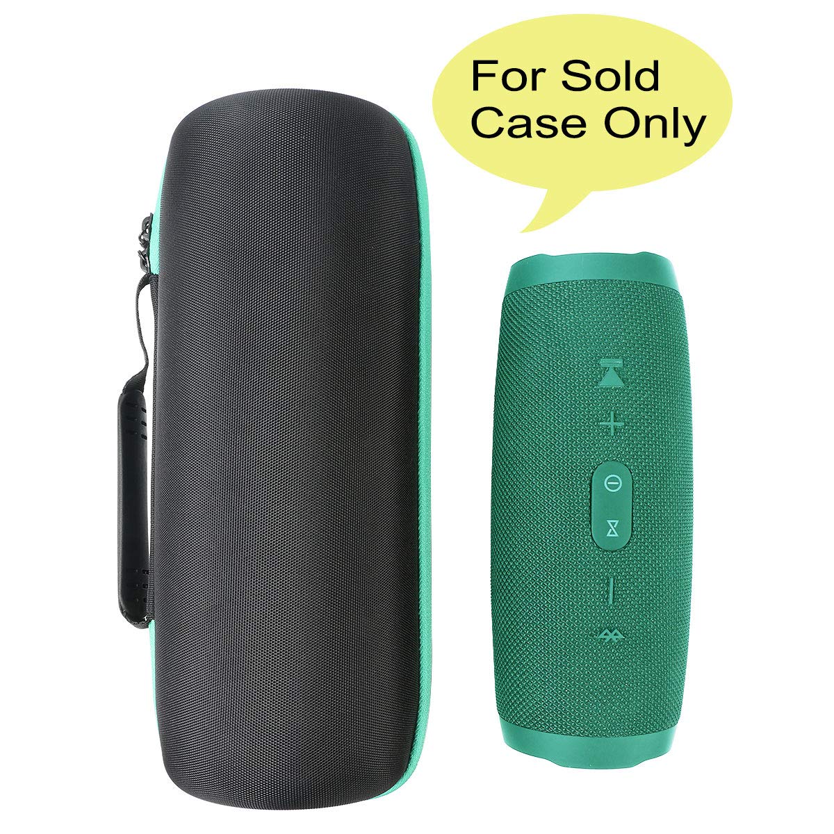 co2CREA Hard Travel Case Replacement for Replacement for JBL Charge 4 /Replacement for JBL Charge 5 Waterproof Bluetooth Speaker (Black Case + Teal Zipper)