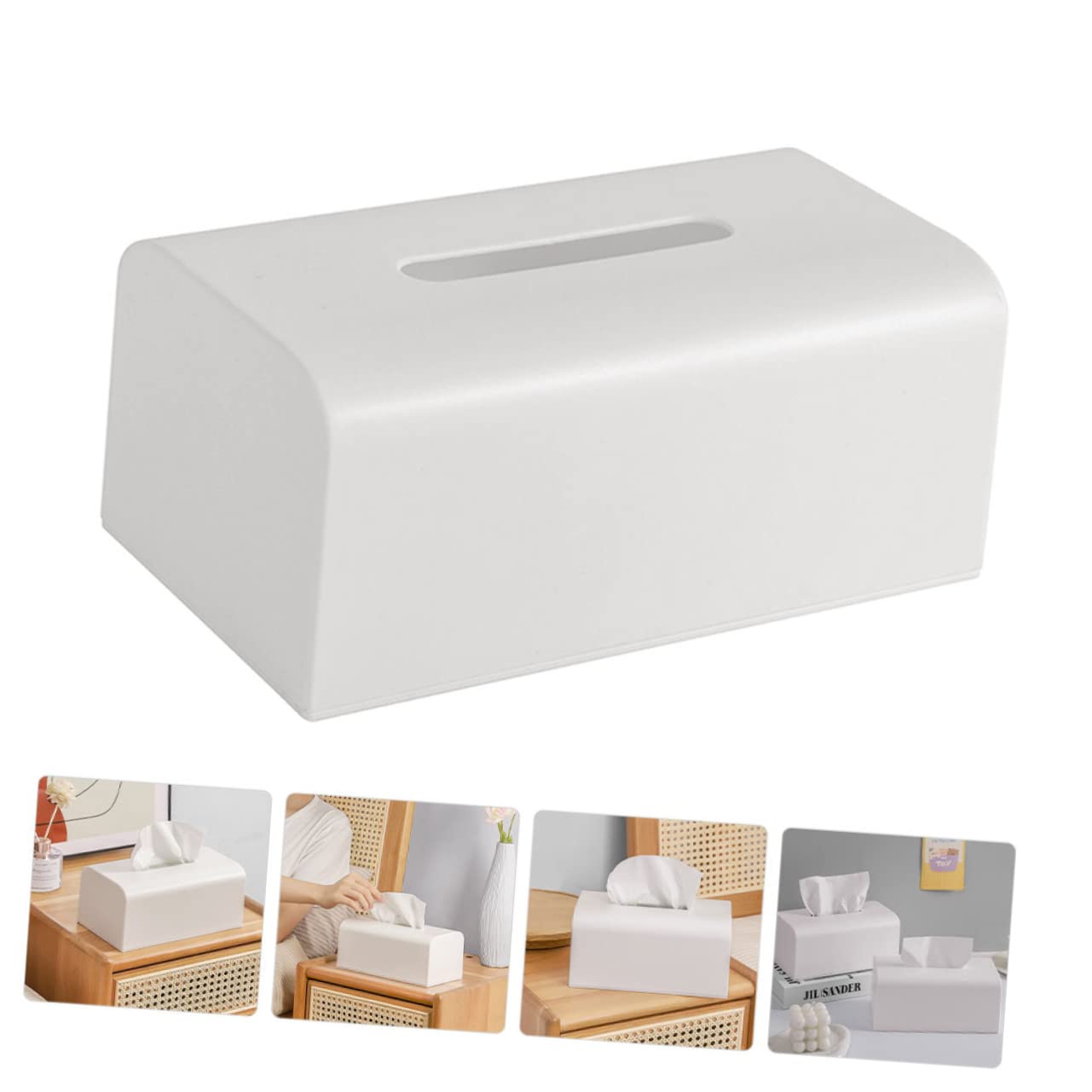 Amosfun 5pcs Box Paper Storage Box Car Tissue Holder Desktop Storage Case Rectangular Paper Holder Modern Tissue Case Tissue Case Container Pp Remote Control Toilet Paper Box White Office