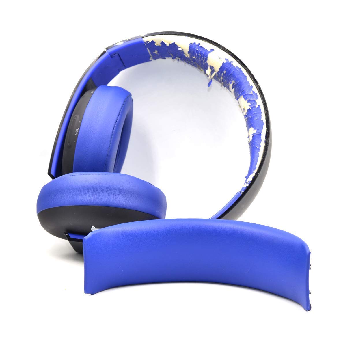 Defean Earpad Repair Parts Suit Replacement Ear Pad and Headband Pad Compatible with Sony ps3 ps4 Gold Wireless CECHYA-0083 Stereo 7.1 Headphone (Blue Ear Pads+Blue Headband)