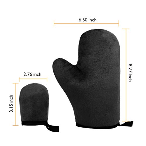 Self Tanning Mitt Tan Mitt Tanning Mitt Applicator with Thumb and Face Applicator Mitt Washable Reusable Sunless Tanner Mitt Tools Set for Mousse, Lotion, Spray and Oil(Black)