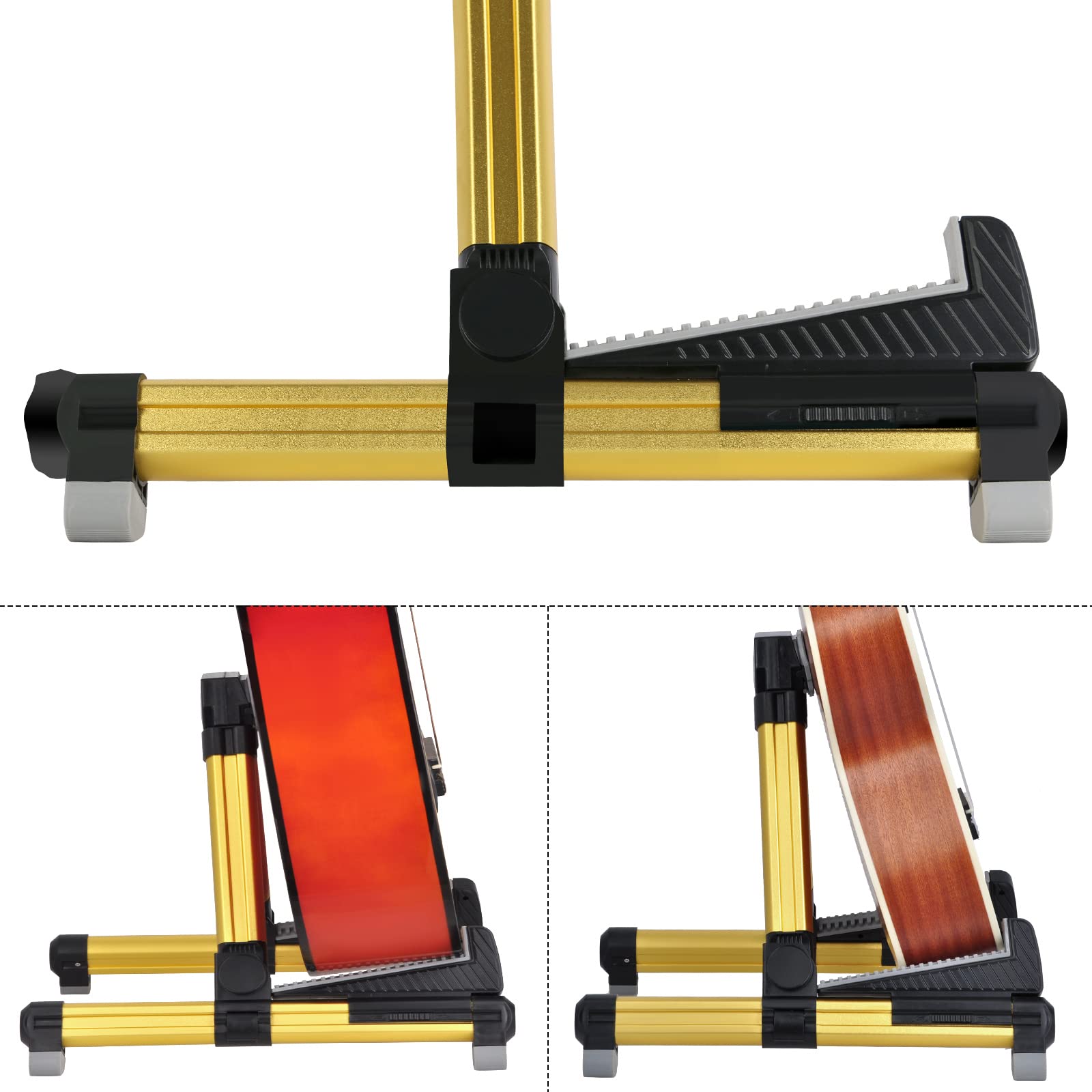 EASTROCK Folding Guitar Stand,Portable Tripod A Frame Aluminium Music Stand for Acoustic Electric Guitars, Bass, Violin, Ukulele, Banjo ( Black)