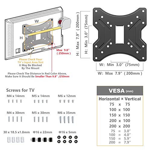Universal Swivel TV Stand Table Top TV Stand Base with 4 Level Height Adjustable and Swivel Mount Bracket for 20-43 Inch Plasma LCD LED TVs, VESA 200x200mm