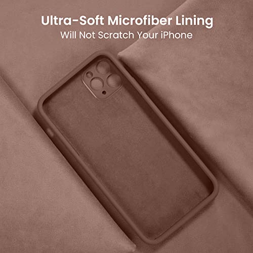 Cordking iPhone 11 Pro Max Case, Silicone [Square Edges] & [Camera Protecion] Upgraded Phone Case with Soft Anti-Scratch Microfiber Lining, 6.5 inch, Light Brown