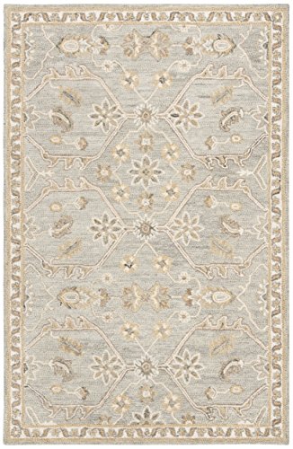 SAFAVIEH Blossom Collection 8' x 10' Slate / Beige BLM701M Handmade Premium Wool Area Rug