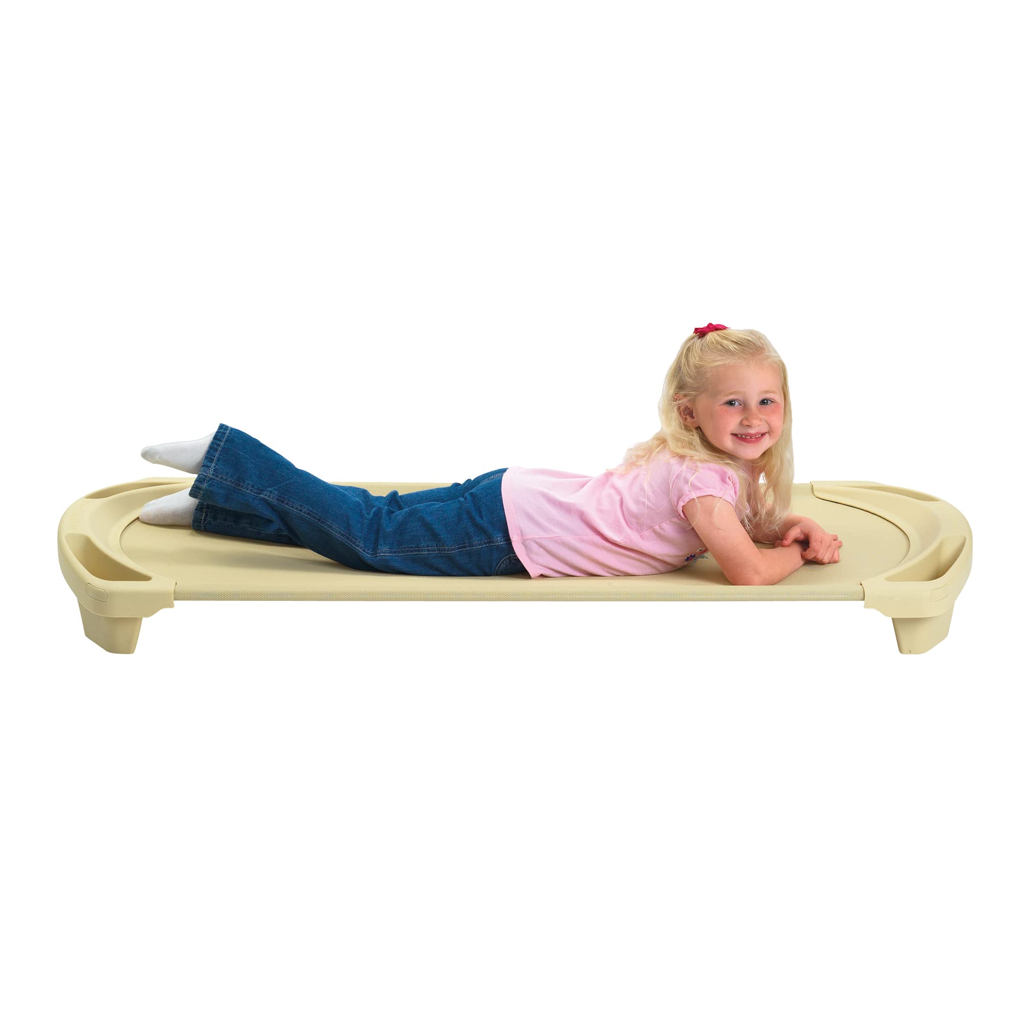 Angeles SpaceLine Nap Cots, Kids Daycare and Preschool Sleeping Cot, Standard Size, Set of 4, Sand