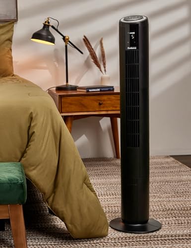 HOLMES 42" Digital Tower Fan, ClearRead Display, 90° Oscillation, 5 Speeds, 4 Modes, 8-Hour Timer, Home, Bedroom or Office, Remote Control, Matte Black