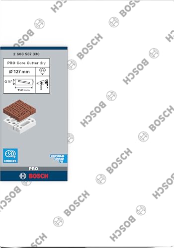 Bosch 1x PRO Multi Material Dry Diamond Core Cutters for G 1/2-Inch and Diamond Drills (for Lime and sand bricks, Brick, Ø 127 mm, Professional Accessory Diamond Drill)