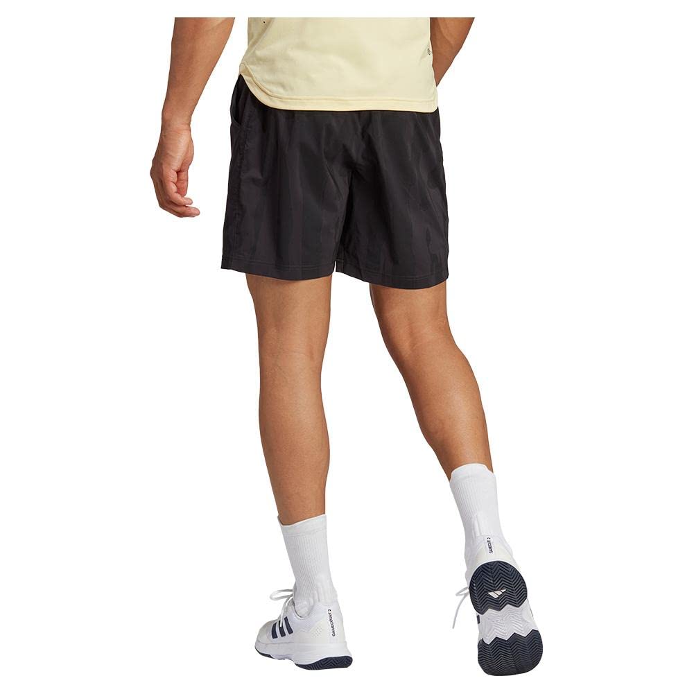 adidas Unisex New York 5 Inch Printed Tennis Short Carbon and Black
