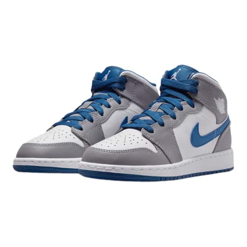 Jordan 1 Mid Grade School Big Kids Cement Grey/White-True Blue DQ8423-014 (us_Footwear_Size_System, Big_Kid, Numeric, Medium, Numeric_7)