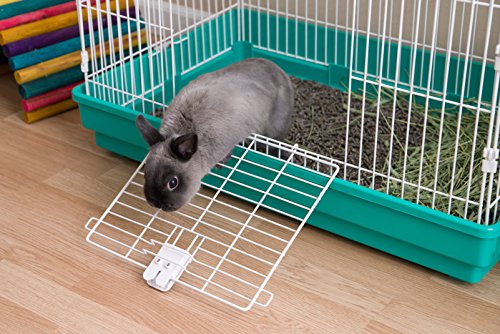 IRIS USA Medium Wire Animal House, Easy to Clean Cage with Wide Access Drop Down Door for Small-Sized Pets Animals Rabbits Guinea Pigs Rats, Green