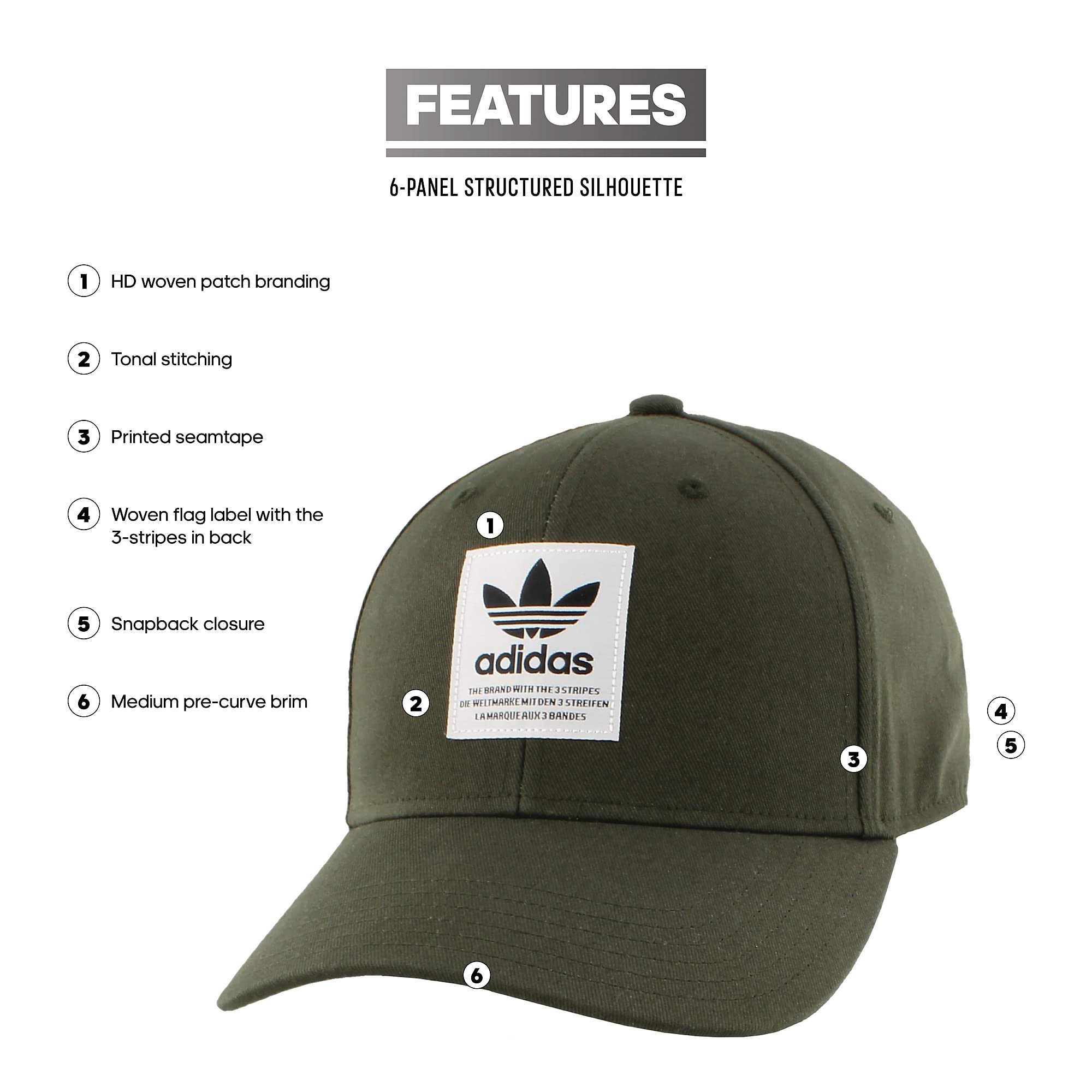 adidas Originals Men's Originals TL Patch Snapback, Night Cargo/Off White/Black, One Size