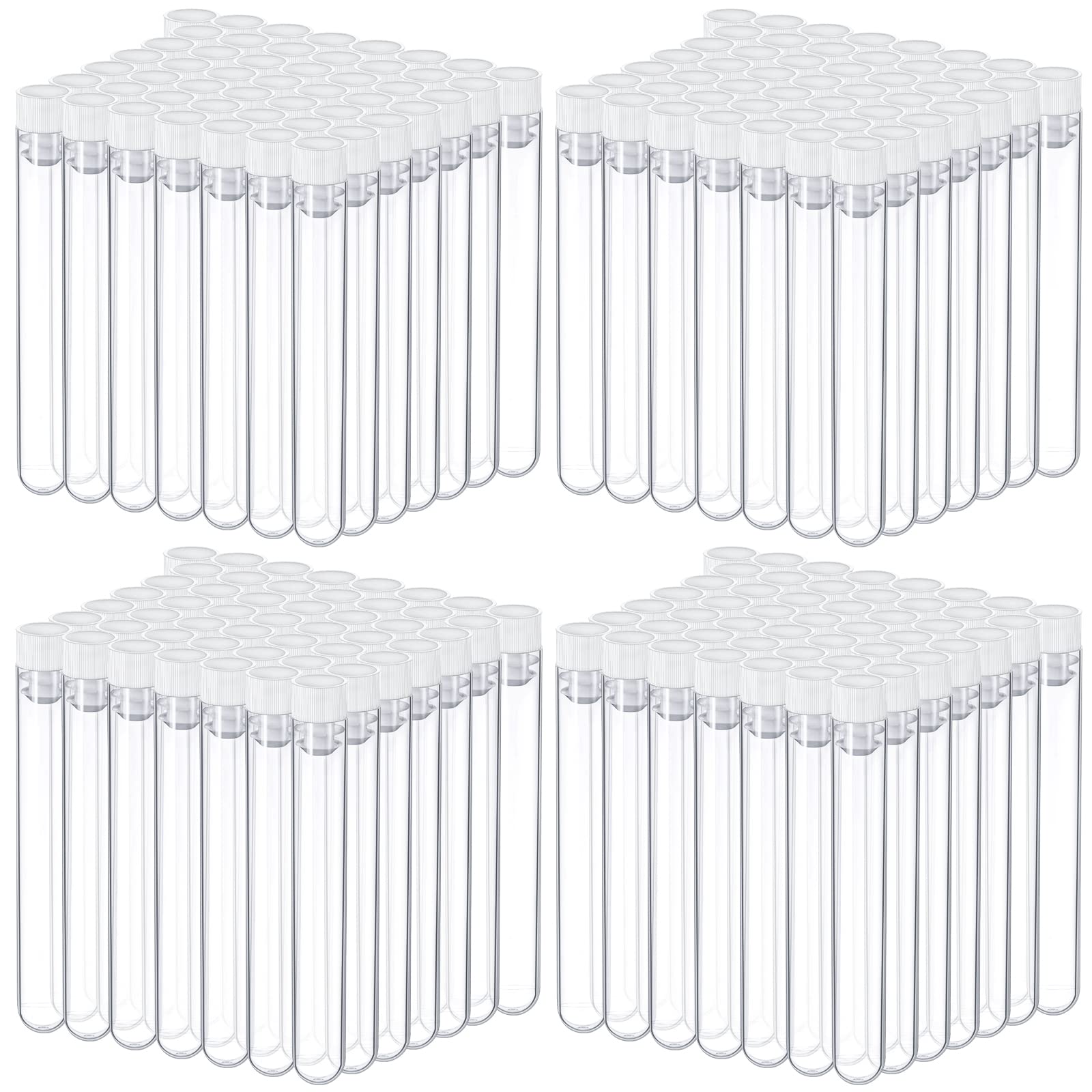 Flutesan 200 Pcs Clear Plastic Test Tubes 16 x 100 mm(10 ml) Test Tubes with Caps for Scientific Experiments,Halloween, Christmas, Scientific Themed Birthday Party Supplies, Candy Storage