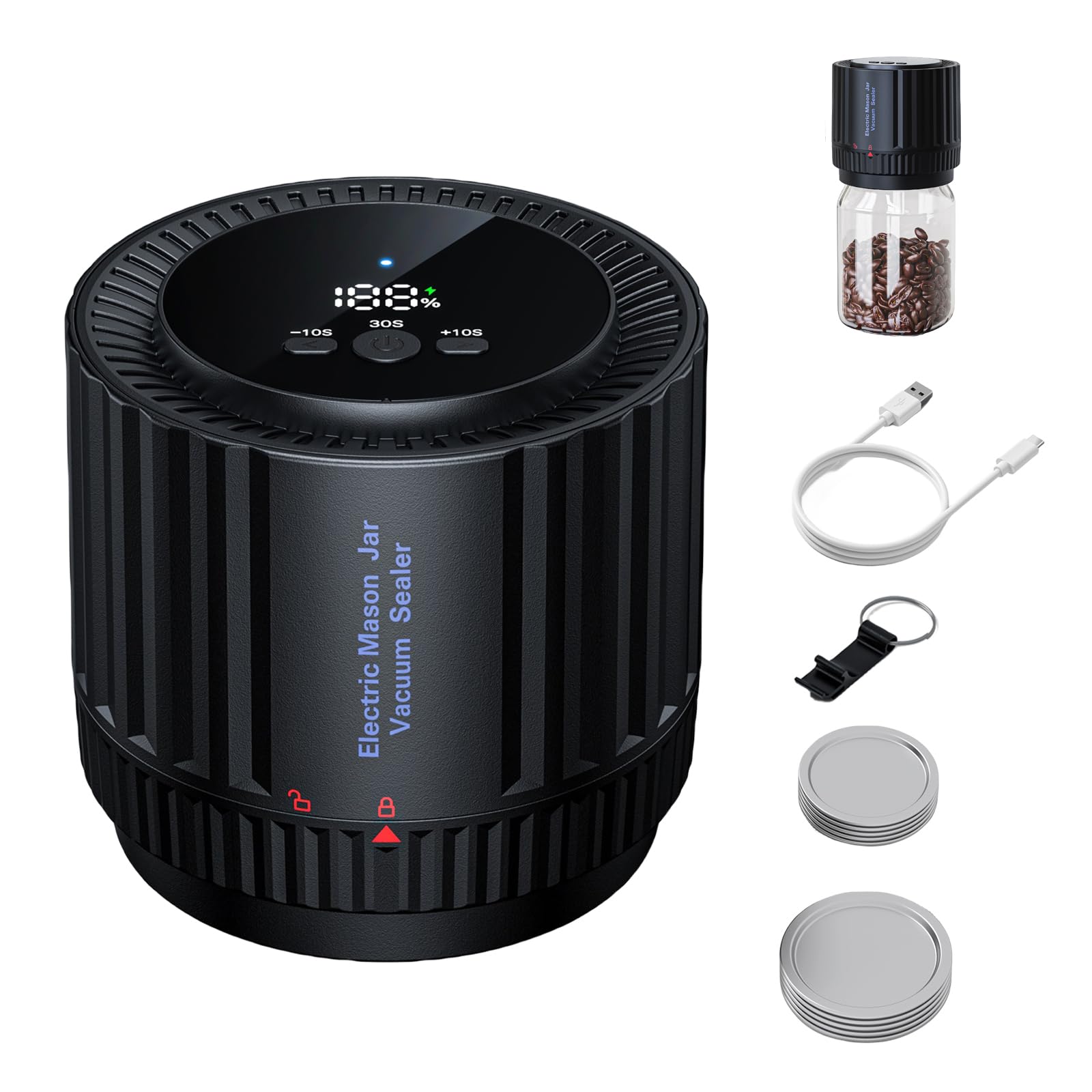 Electric Mason Jar Vacuum Sealer Kit for Wide Mouth and Regular Mouth Mason Jars,for Food Storage and Fermentation