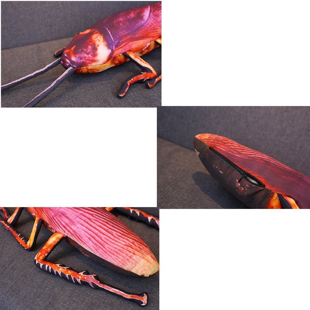 Creative Cockroach Plush Pillow 3D Animal Insect Stuffed Throw Pillow Funny Home Sofa Car Decoration Play Toy Doll Unique Birthday Gift (55 CM=21.5 in)