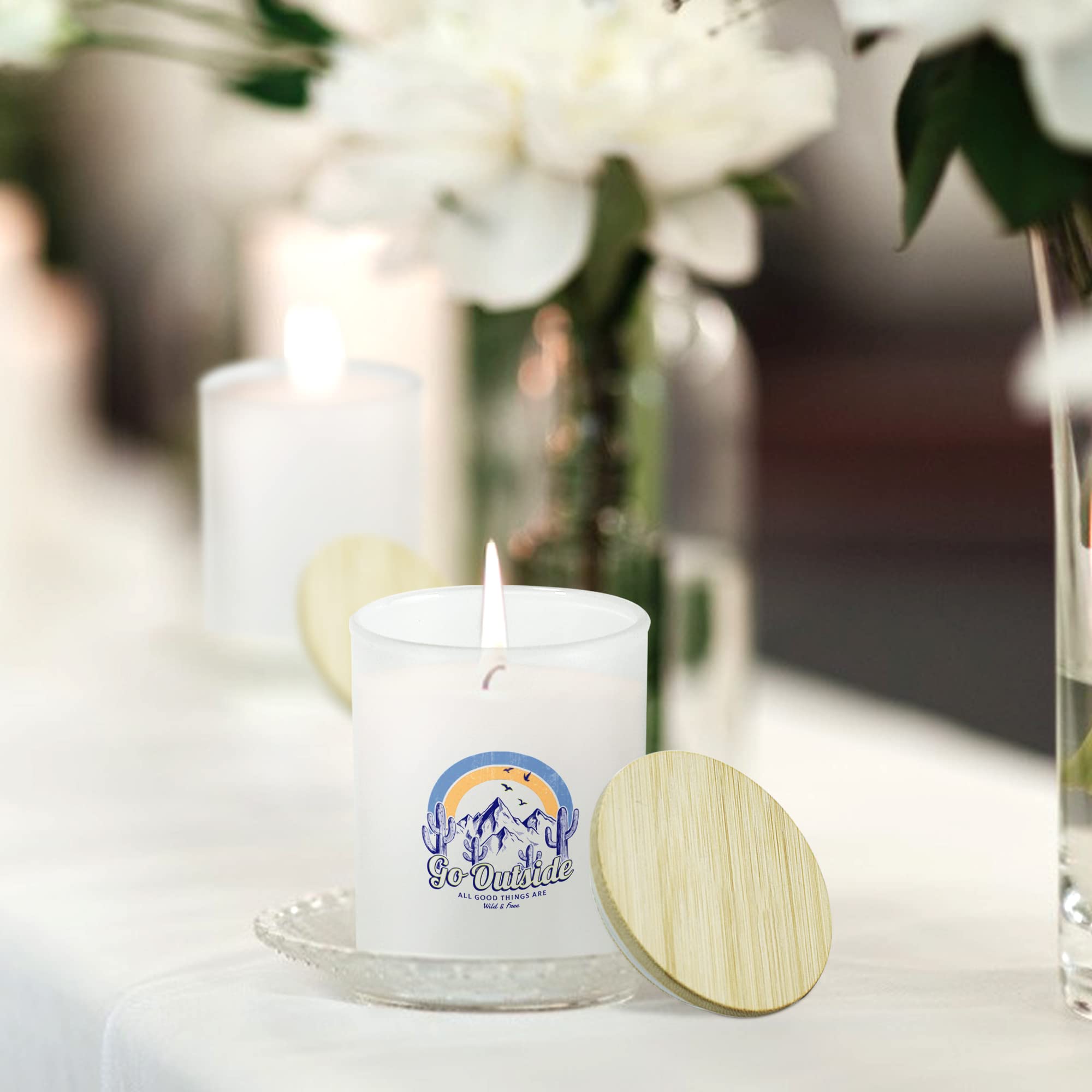 AGH 6oz Sublimation Glass Tealight Candle Holder with Bamboo Lids,12 Pack Frosted Candle Jars Blanks Candle Vessels for Hand Candle Making, for Wedding Party Decorations, Home Table Decor.