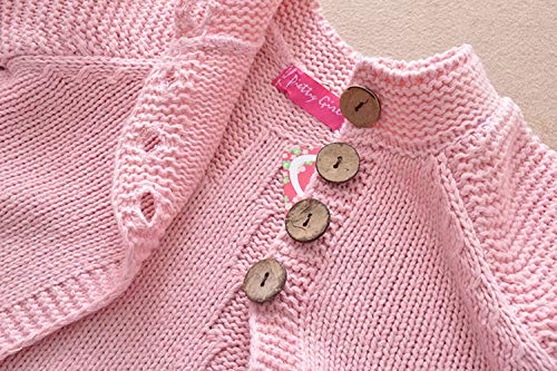 Willow Dance Toddler Baby Girls Autumn Winter Clothes Button Knitted Sweater Cardigan Cloak Warm Thick Coat (Pink, 6-7 Years)