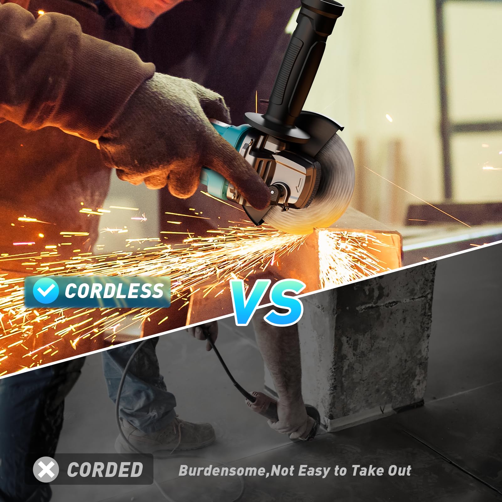 APROTII 4-1/2" Cordless Angle Grinder for Makita Battery, 10000RPM Brushless Power Angle Grinder with Lock-on Design, 3-Speed&Handle, Cordless Electric Grinder for Metal Cutting & Grinding, Bare Tool