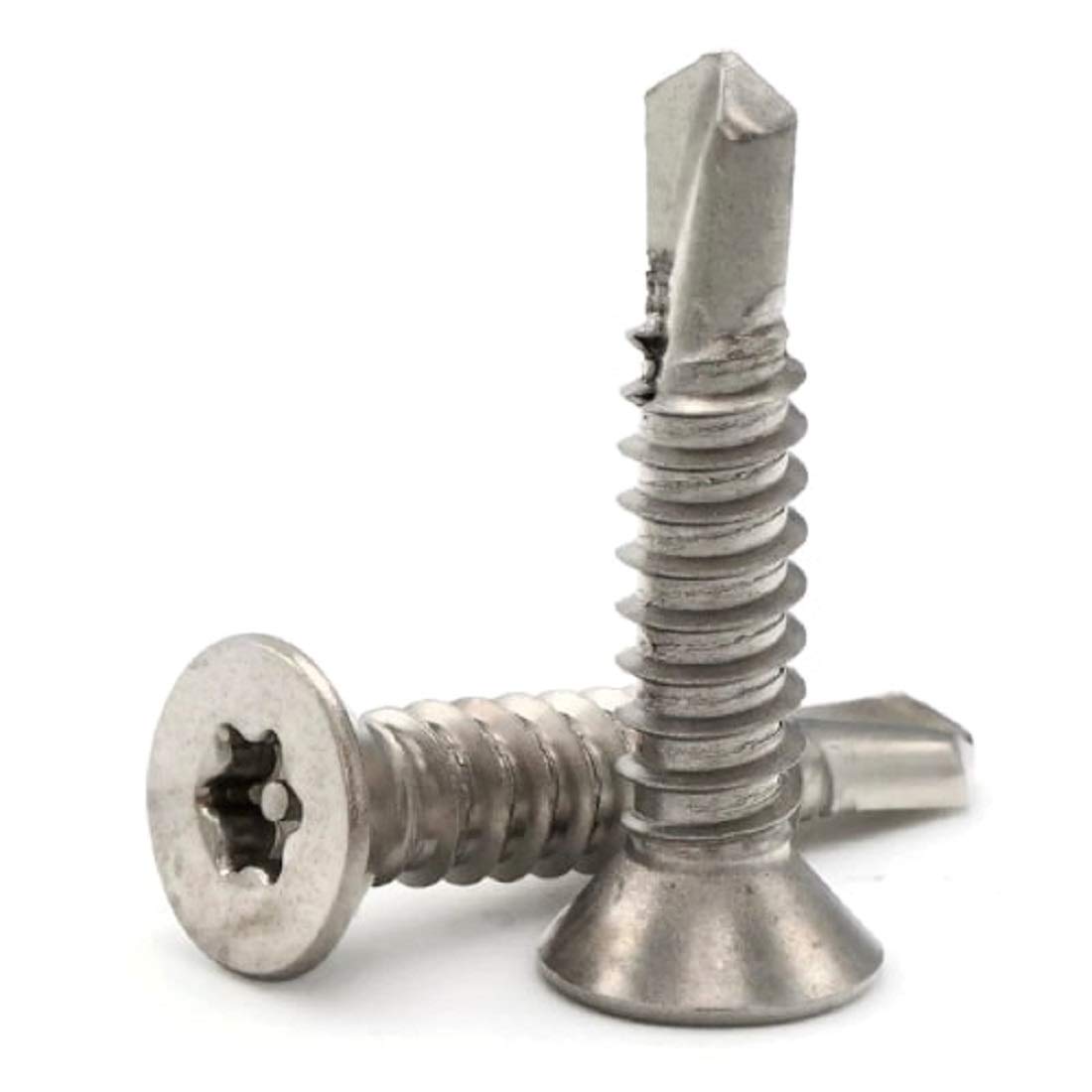 Star Drive with Pin Security Flat Head Self Drilling Screws 410 Stainless Steel - #12 x 1-1/4" Qty 25