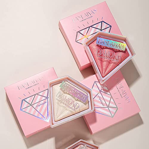 AKARY Face Glitter Blush Pink Shimmer Highlighter Blusher Powder Makeup Cosmetics Facial Contour Corrector Shine Rouge (#01 Pearl White)
