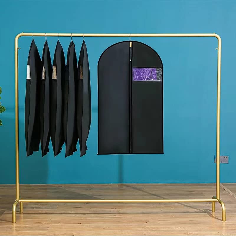 Black Garment Bags Clothes Dust Cover Storage Bag(Set Of 5) for Storage and Travel, Suit Bags for Closet Storage with Clear Window Suit Protector Garment Bag(24*48in)