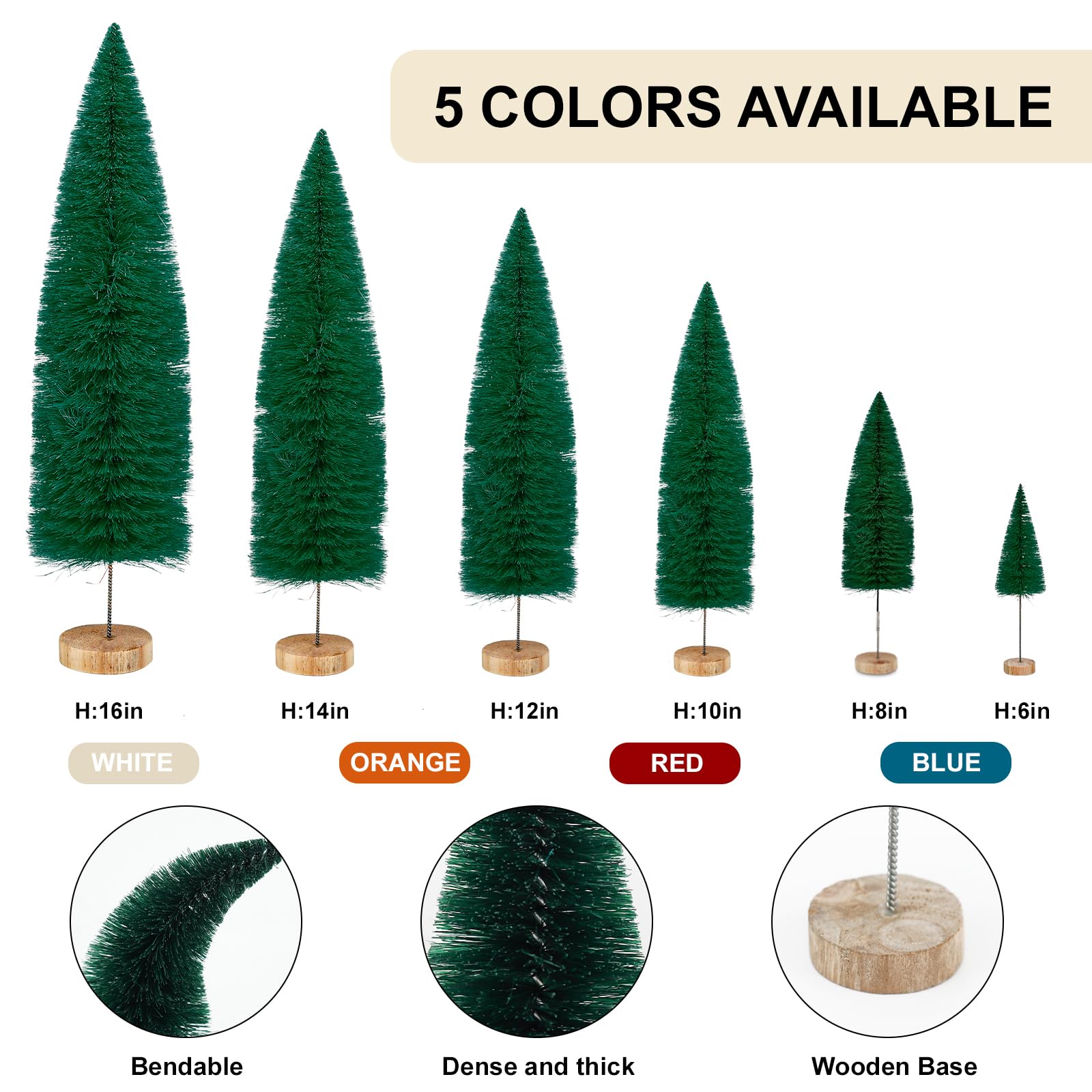 6PCS Christmas Tree, Christmas Village Bottle Brush Fake Trees, Tabletop Christmas Small Pine Tree Decor,Christmas Decor Christmas Party Home Table Craft Decorations Fireplace Decor (RED)